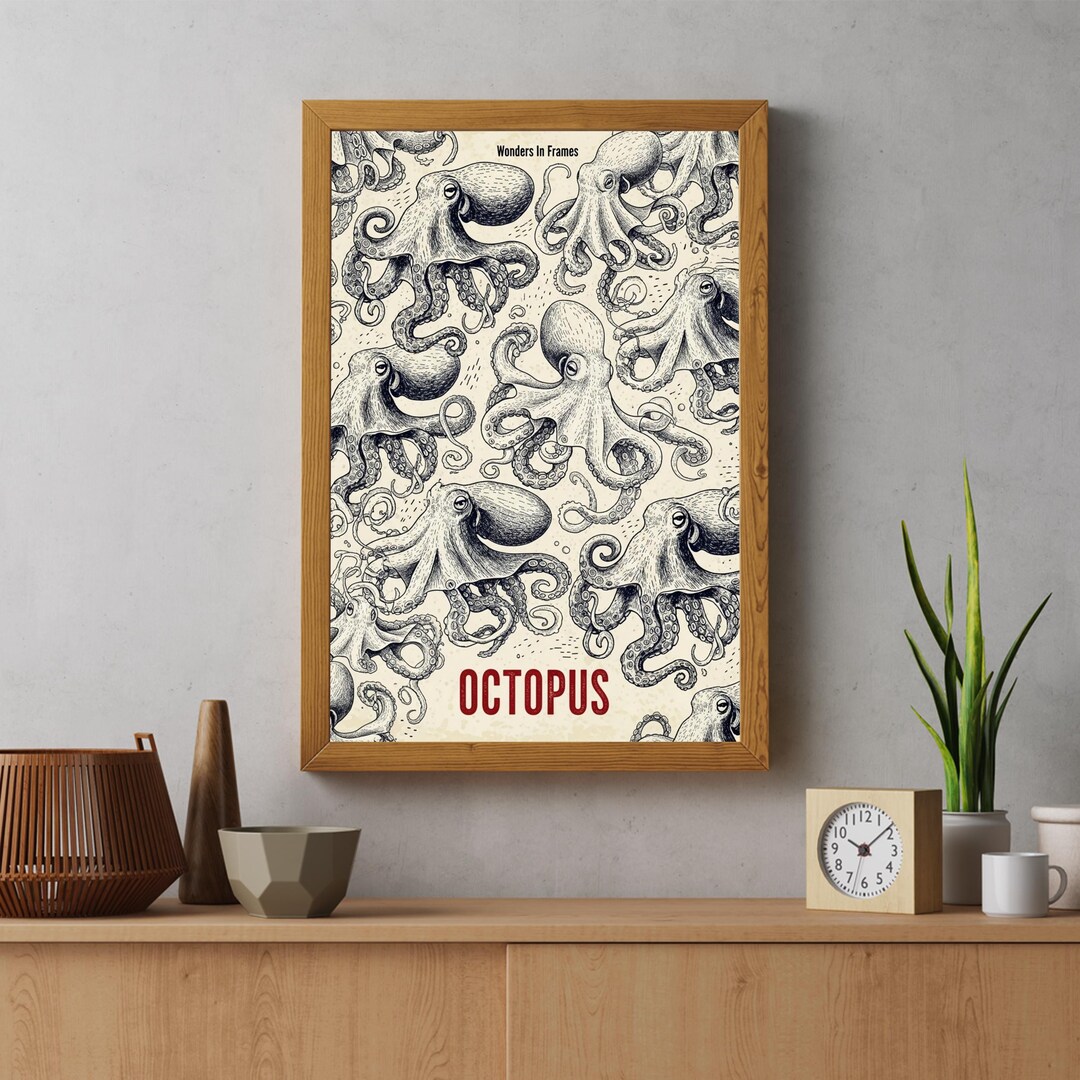 Vintage Octopus Ink Art Print – Nautical Marine Life Decor - Etsy