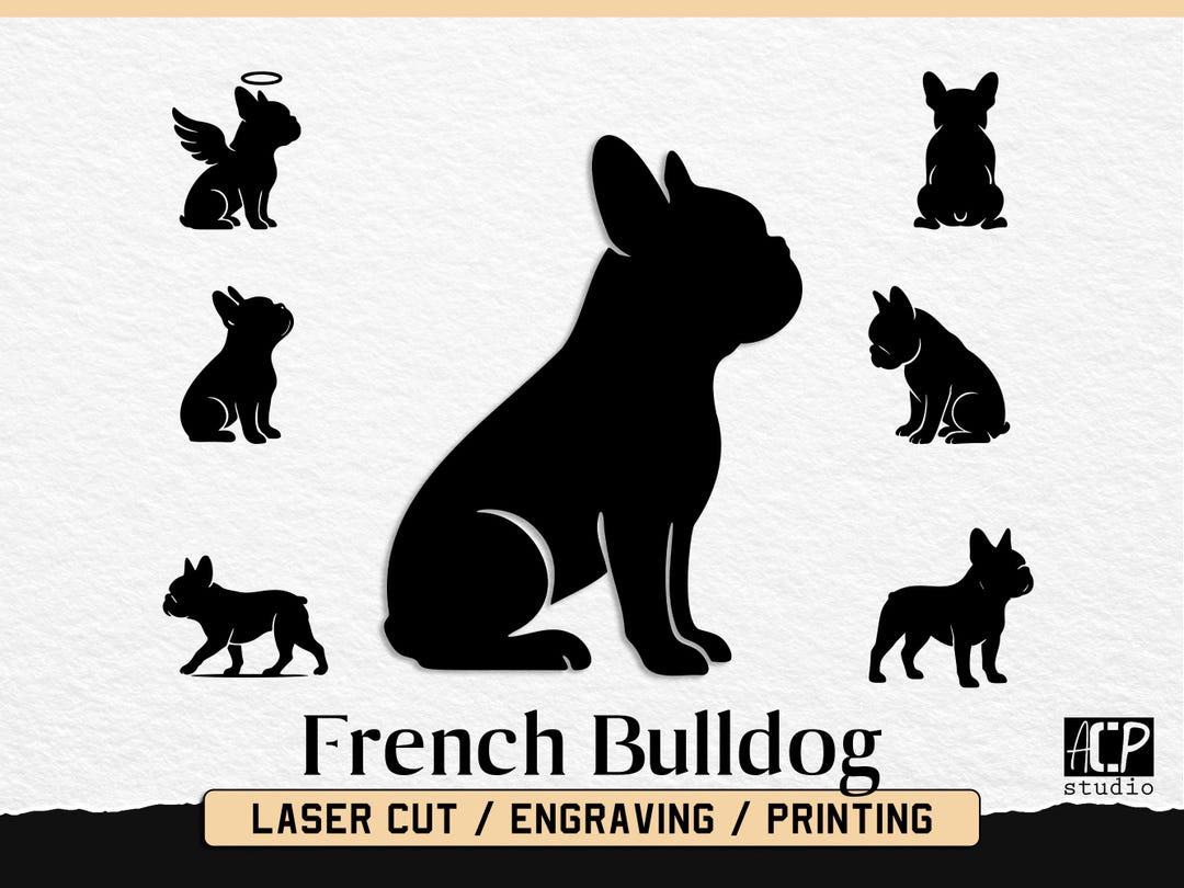 French Bulldog Dxf - Frenchie SVG & PNG Clipart: Single Cut Out File ...