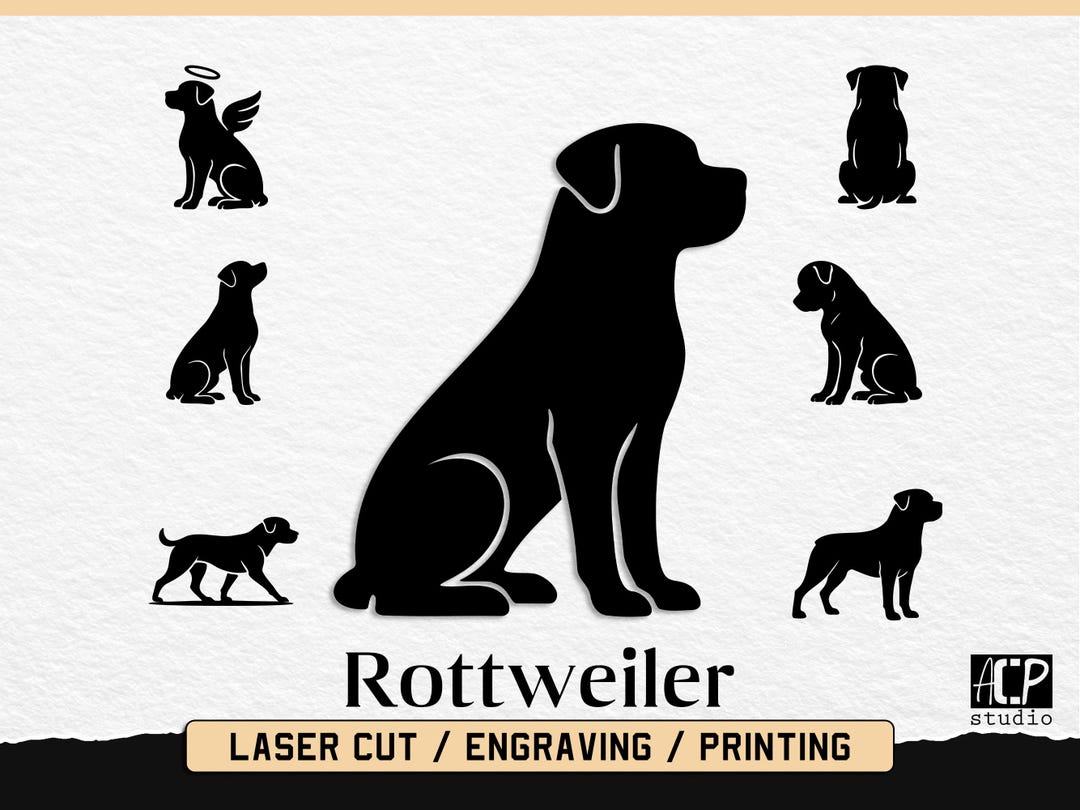 Rottweiler Dxf - Rottweiler Dog SVG & PNG Clipart: Single Cut Out File ...