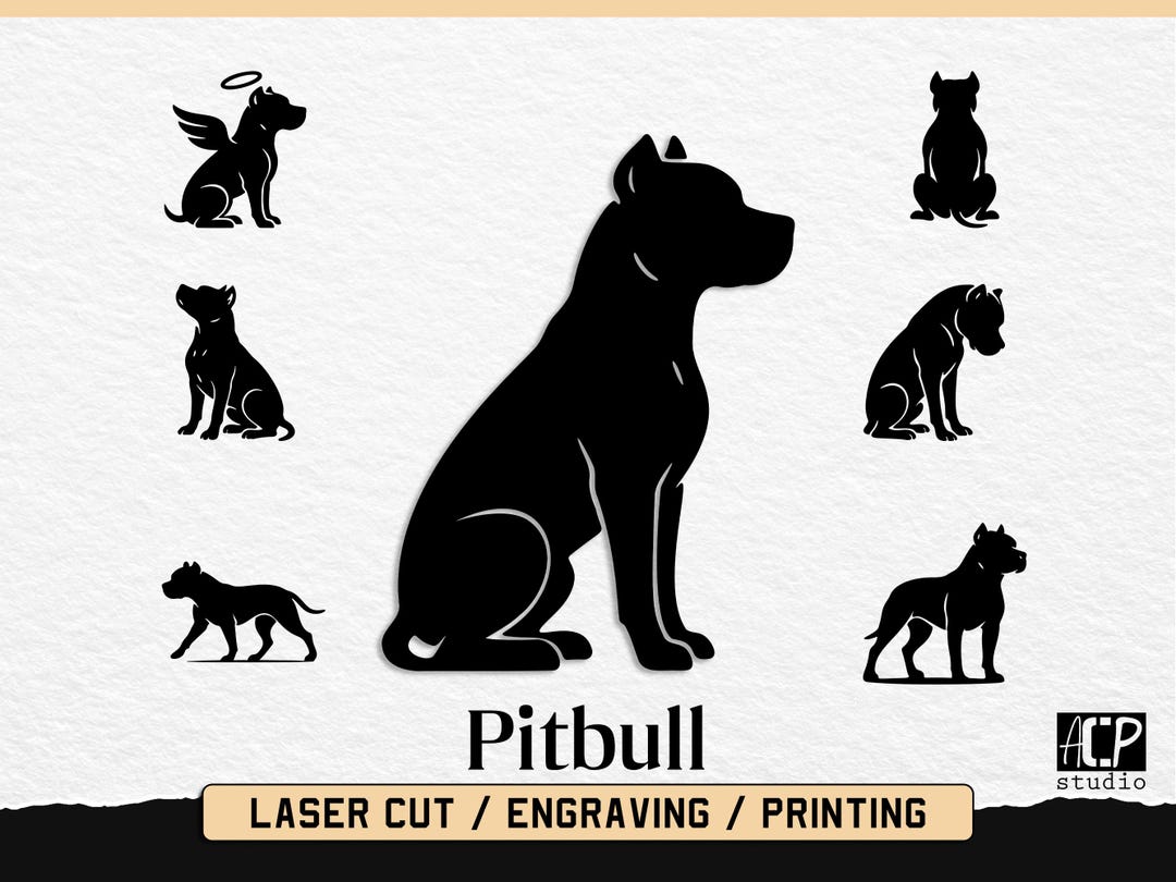 Pitbull Dxf - Pitbull Dog Silhouette SVG & PNG: Connected Cut Out for ...