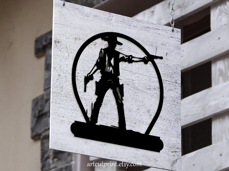 Cowboy DXF SVG PNG - Arquivo de esboço de silhueta de cowboy para corte ...