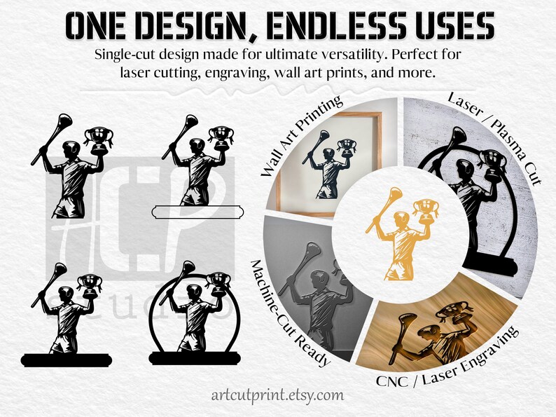 Hurling Player Silhouette Holding Hurling Trophy: SVG DXF PNG - Print ...