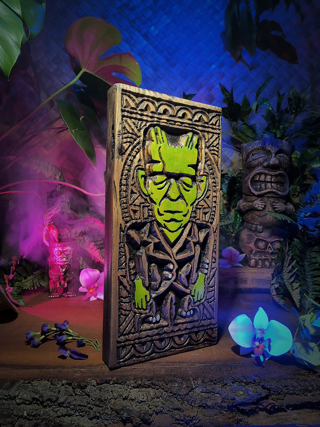 Frankenstien Tiki Wood Carvings - Etsy