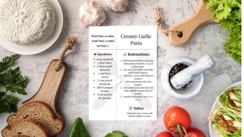 Recipe Template | Editable in Canva | Printable Recipe Card | Instant ...