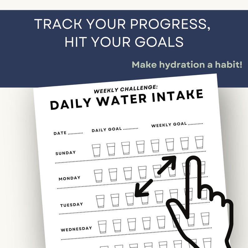 Minimalist Water Tracker Printable | Weekly Hydration Log (instant ...