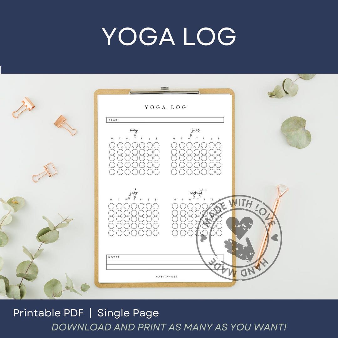 Yoga Practice Log Printable | Fitness & Mindfulness Tracker | One Page ...