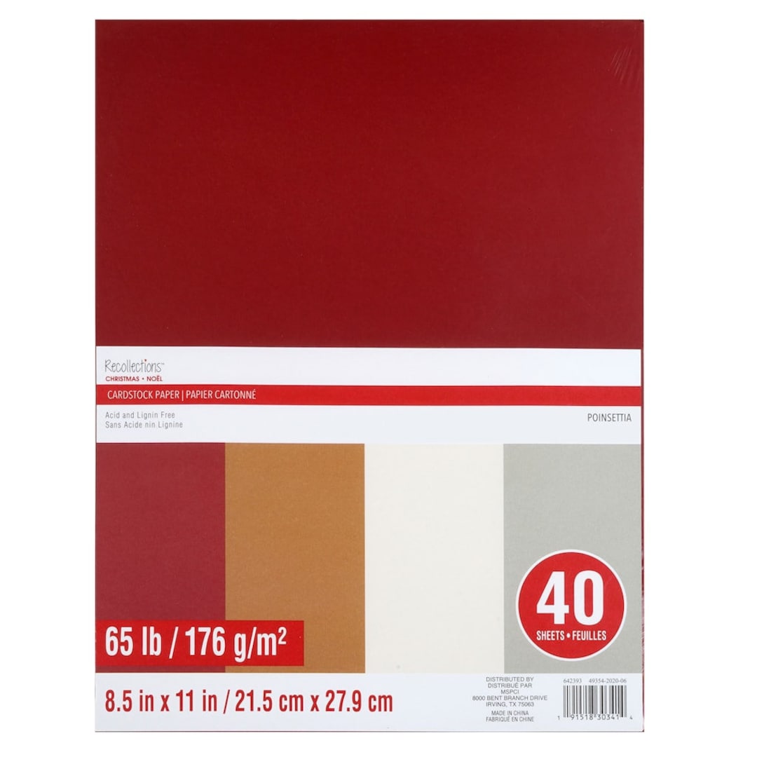 Recollections Cardstock Paper Poinsettia 40 Sheets 8.5in X 11in 65 Lb ...