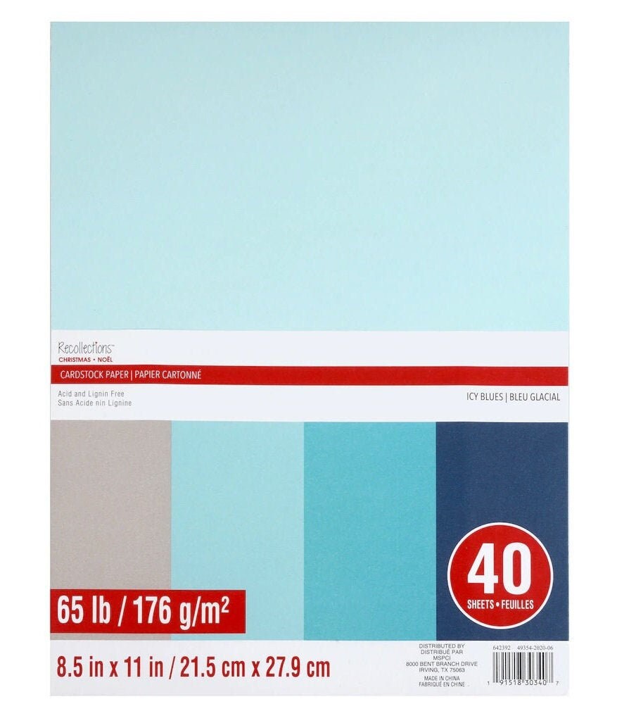 Recollections Cardstock Paper Icy Blues 40 Sheets 8.5in X 11in | Etsy