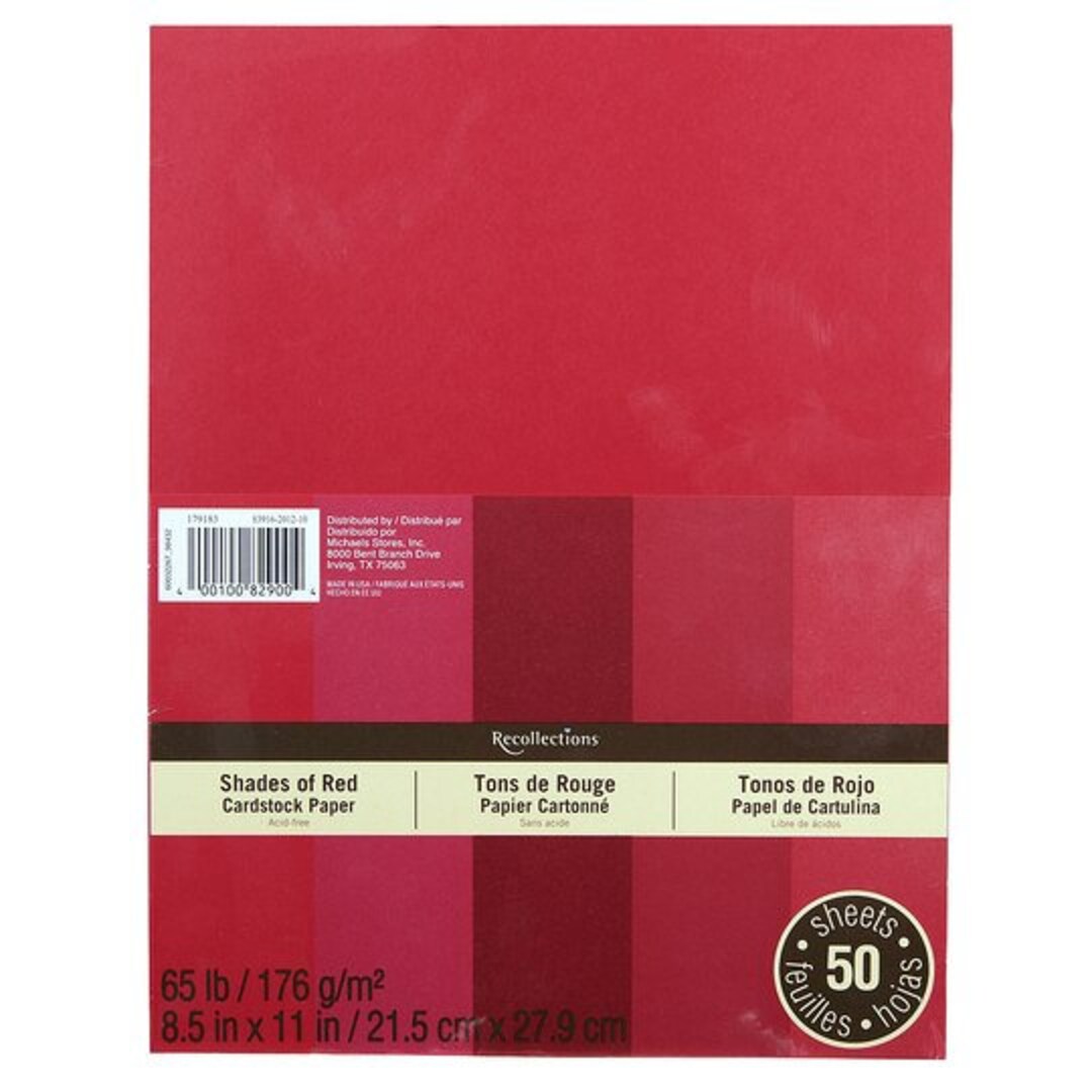 Recollections Cardstock Paper Shades of Red 50 Sheets 8.5in X 11in 65 ...