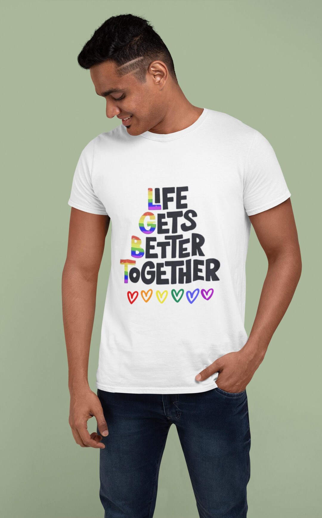 LGBTQ+ Pride Tee, Unisex Short Sleeve Shirt, Life Gets Better Together ...