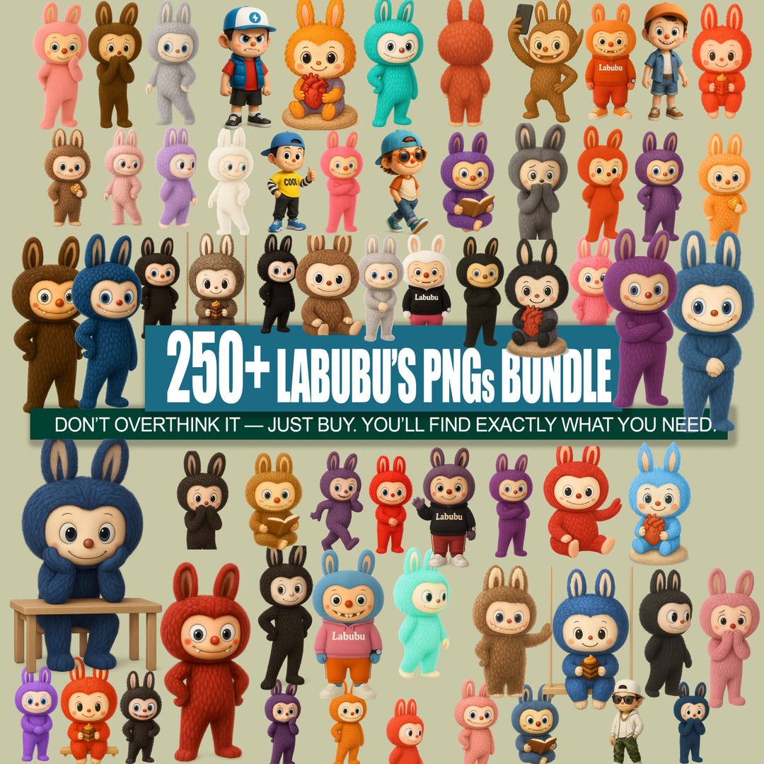 250+ Labubu PNG Bundle - Kawaii Monsters Clipart, High-quality Print ...