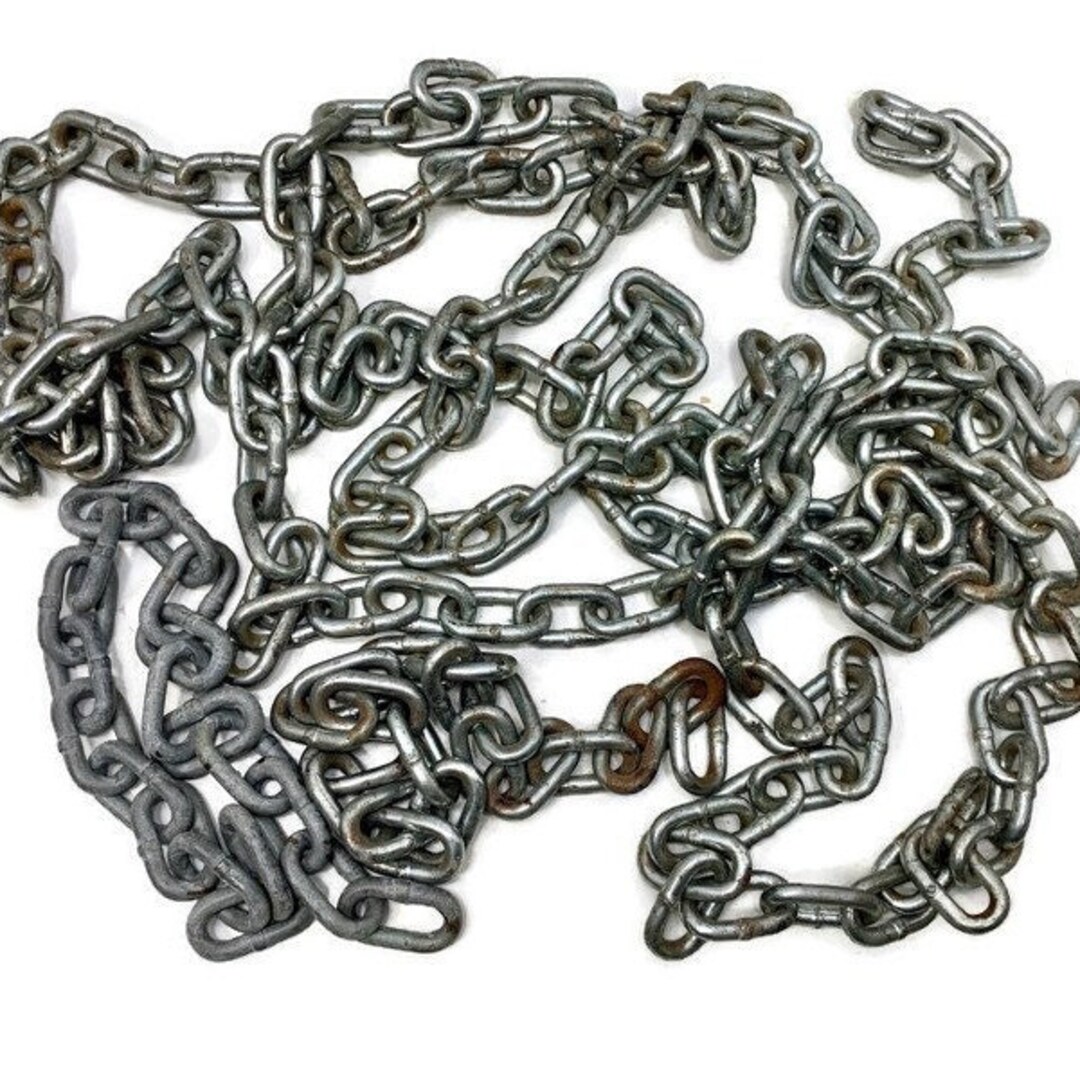 Galvanized Steel Link Tow Chain, Vintage Industrial Steampunk Farm ...