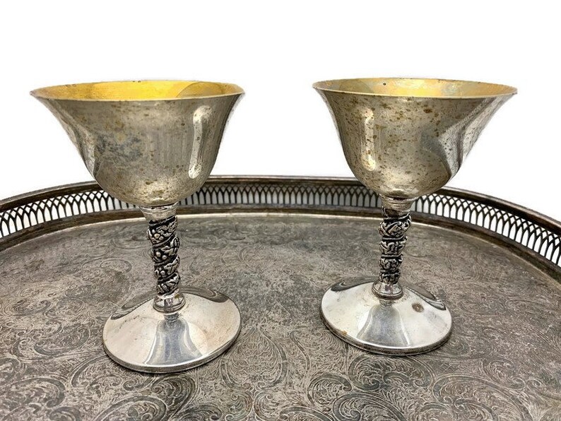 Silver Plated Goblets Set of 2 Vintage Valero Chalices - Etsy