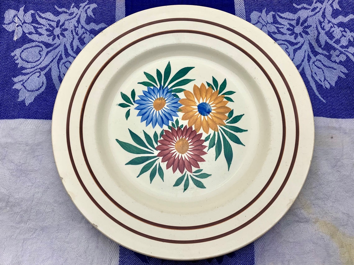 Antique French Plates Set of 2 Hand Painted Francais H.B.C. | Etsy