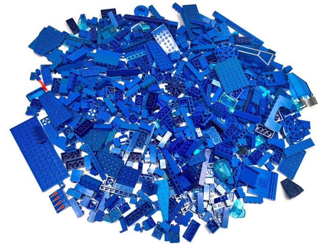 2 Pounds Blue Legos in Varying Shades, Lego Pieces With Tiles, Bricks ...