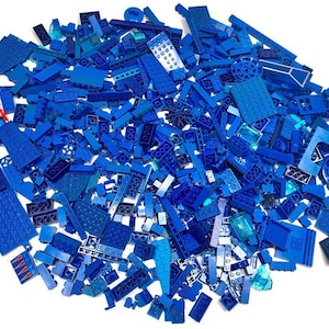 2 Pounds Blue Legos in Varying Shades, Lego Pieces With Tiles, Bricks ...