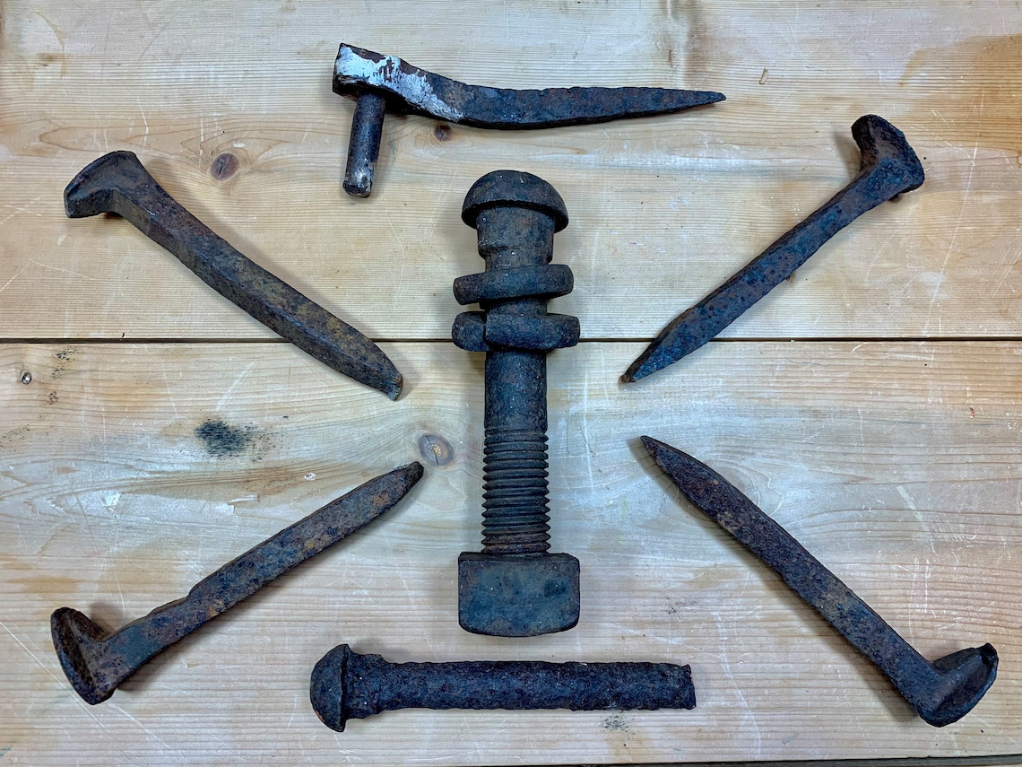 Antique Railroad Bolts & Spikes, Vintage Blacksmith Hardware for ...