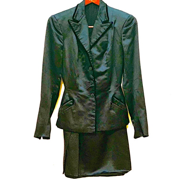 Satin Skirt Suit Vintage Etsy