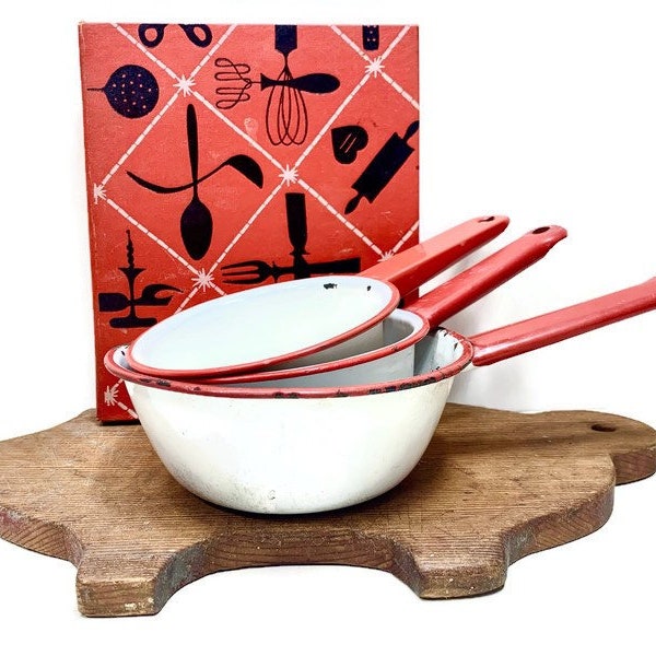 Red White Enamelware - Etsy
