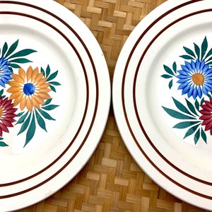 Antique French Plates Set of 2 Hand Painted Francais H.B.C. | Etsy