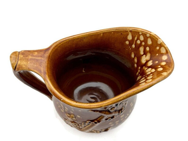 Antique Rockingham Pitcher Brown Glazed Pottery With Raised - Etsy