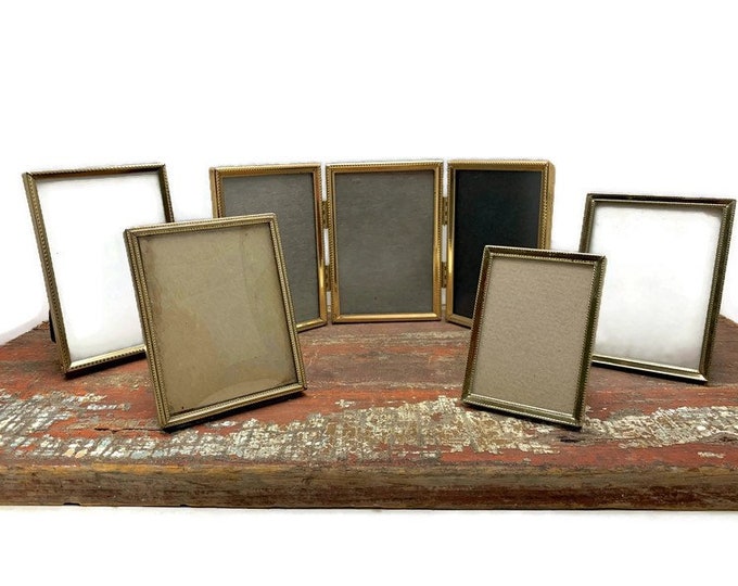 Brass Picture Frames, Vintage Lot of 7 With 3 Hinged Frames and 4 ...