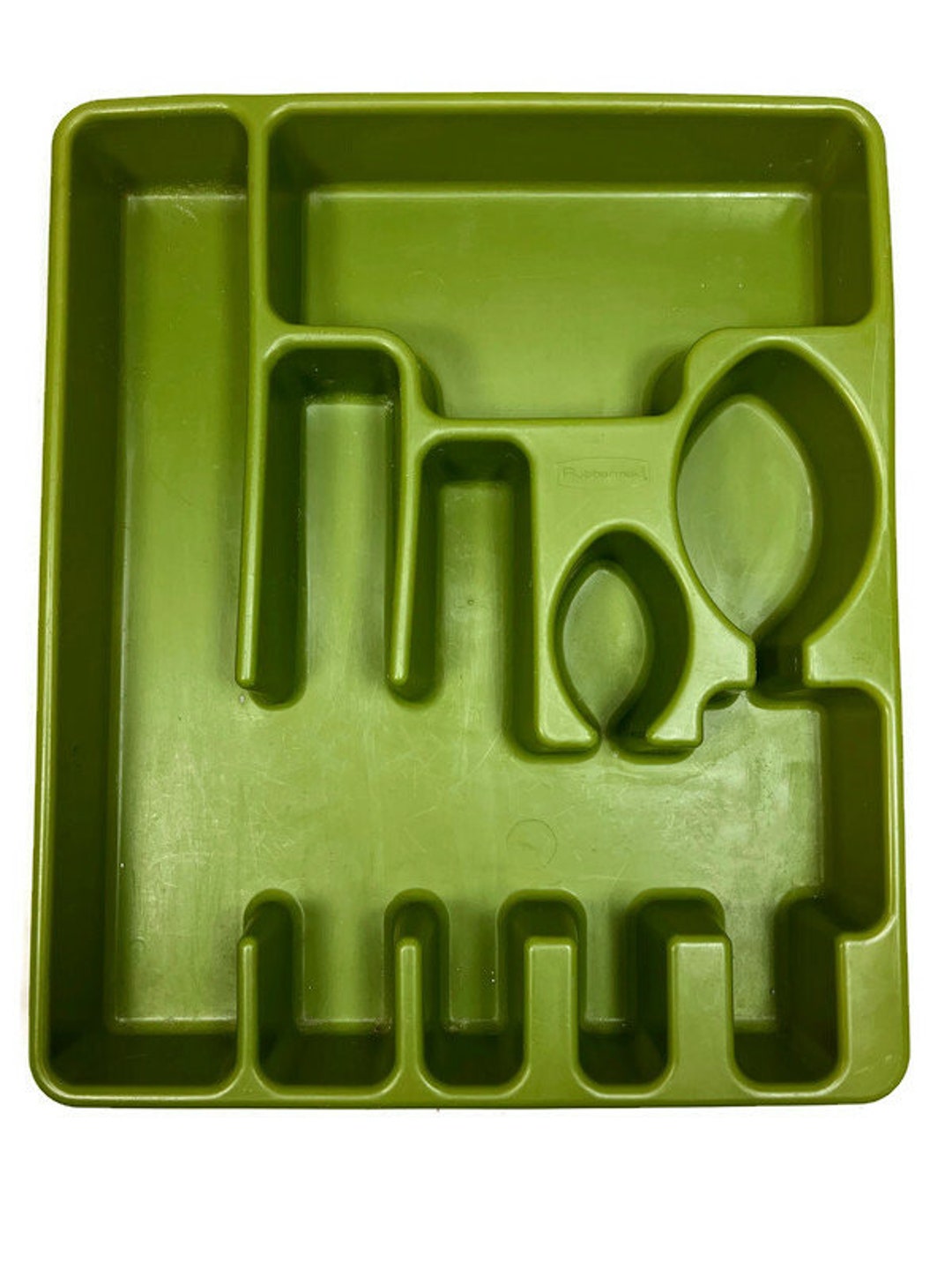Vintage Cutlery Holder, Avocado Green Plastic Rubbermaid Utensil Tray ...