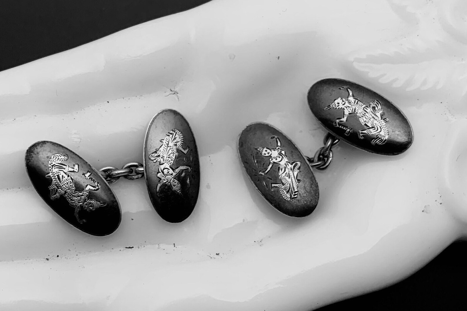 Siam Sterling Silver Chain Cufflinks With Hindu Goddess - Etsy
