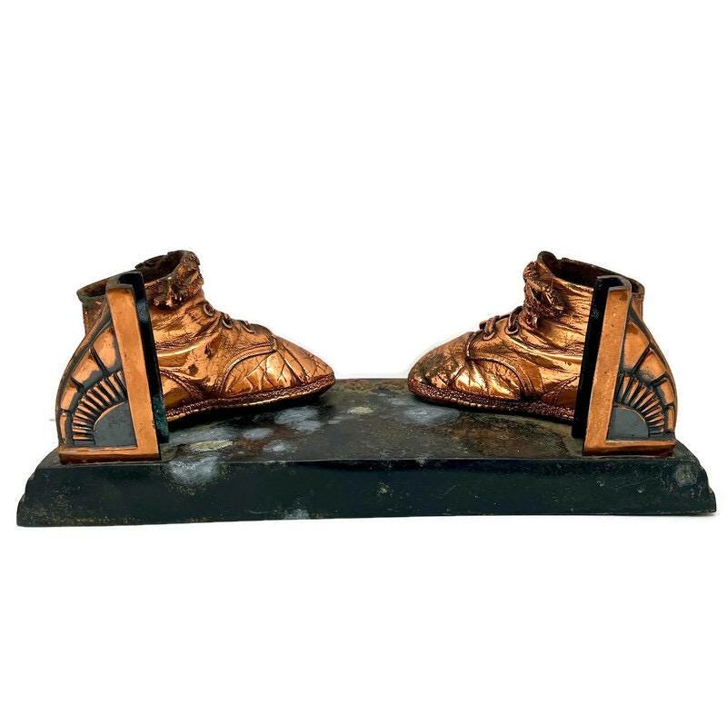 Art Deco Baby Shoes Picture Frame in Bronze & Copper, Vintage 1940s ...