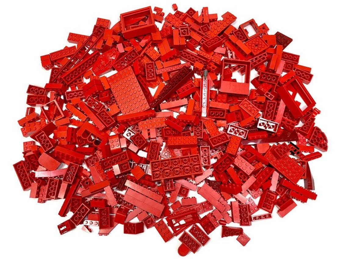 2 Pounds Red Legos Lego Pieces With Tiles Bricks Plates & - Etsy