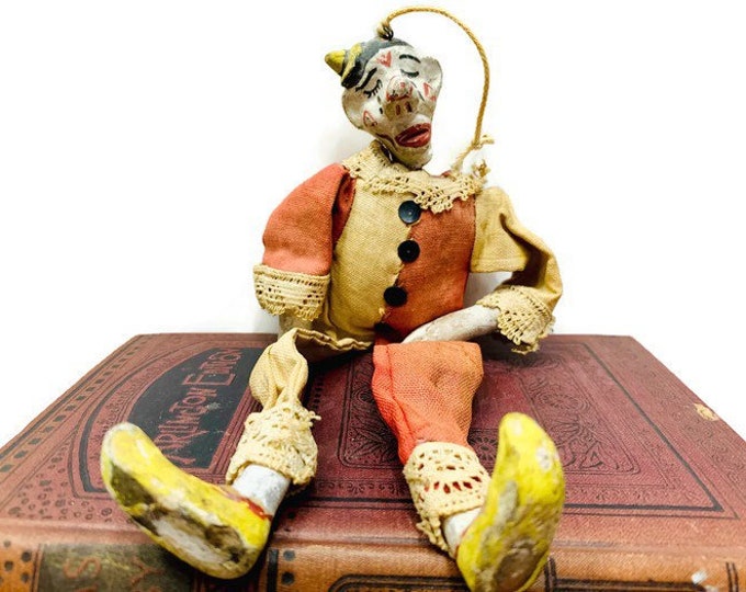 Antique Clown Doll, Pagliacci Puppet, Bisque and Cloth, Rare Find - Etsy