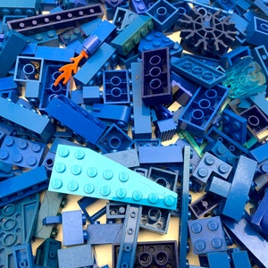 2 Pounds Blue Legos in Varying Shades, Lego Pieces With Tiles, Bricks ...