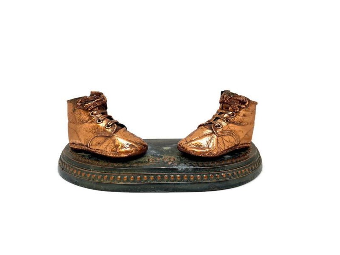 Art Deco Baby Shoes Picture Frame in Bronze & Copper, Vintage 1940s ...