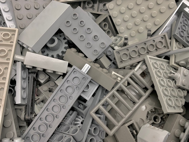 2 Pounds Light and Dark Gray Legos Lego Pieces With Tiles - Etsy