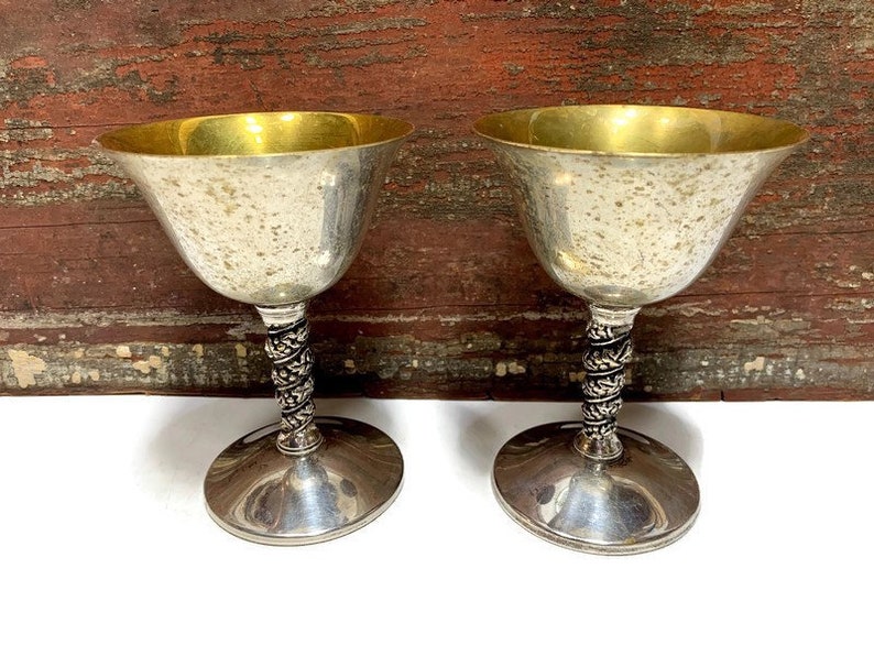 Silver Plated Goblets Set of 2 Vintage Valero Chalices - Etsy
