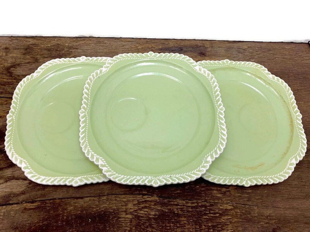 Harker Pottery Snack Plates, Vintage Pate Sur Pate Harkerware in Green ...