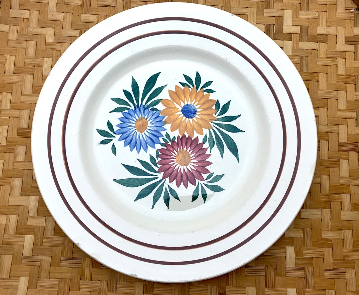 Antique French Plates Set of 2 Hand Painted Francais H.B.C. | Etsy