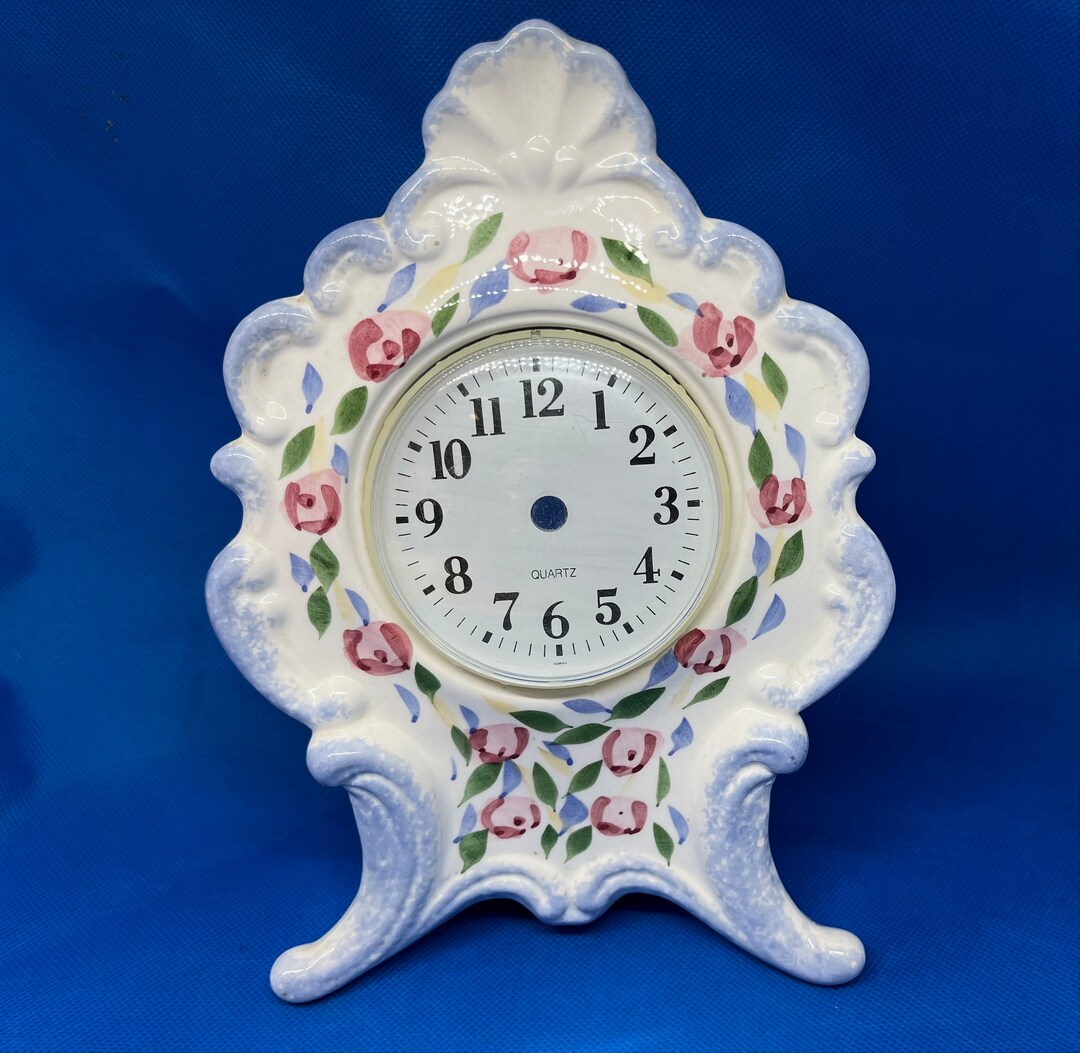 Vintage Floral Ceramic Clock Face: Mantel Tabletop Decor - Etsy