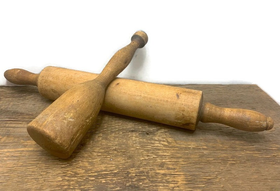 Antique Wooden Rolling Pin and Wood Masher/pounder/pestle - Etsy