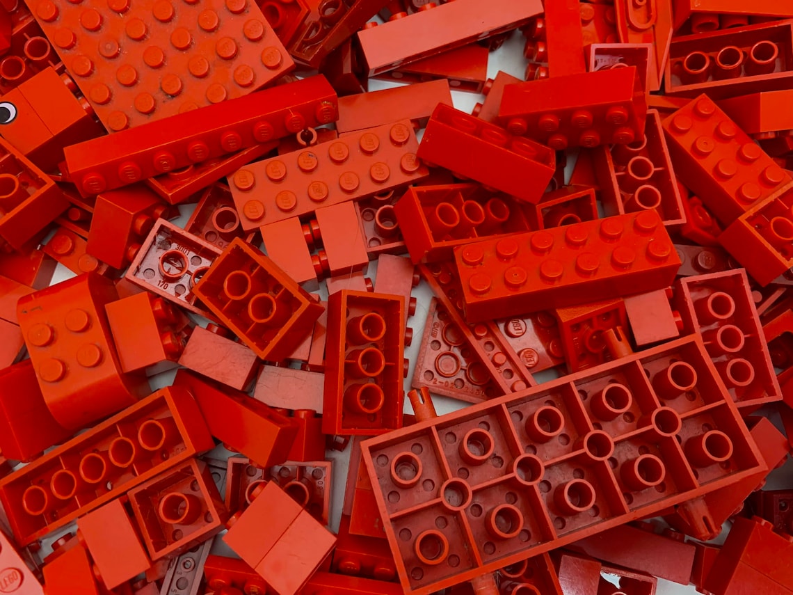 2 Pounds Red Legos Lego Pieces With Tiles Bricks Plates & - Etsy