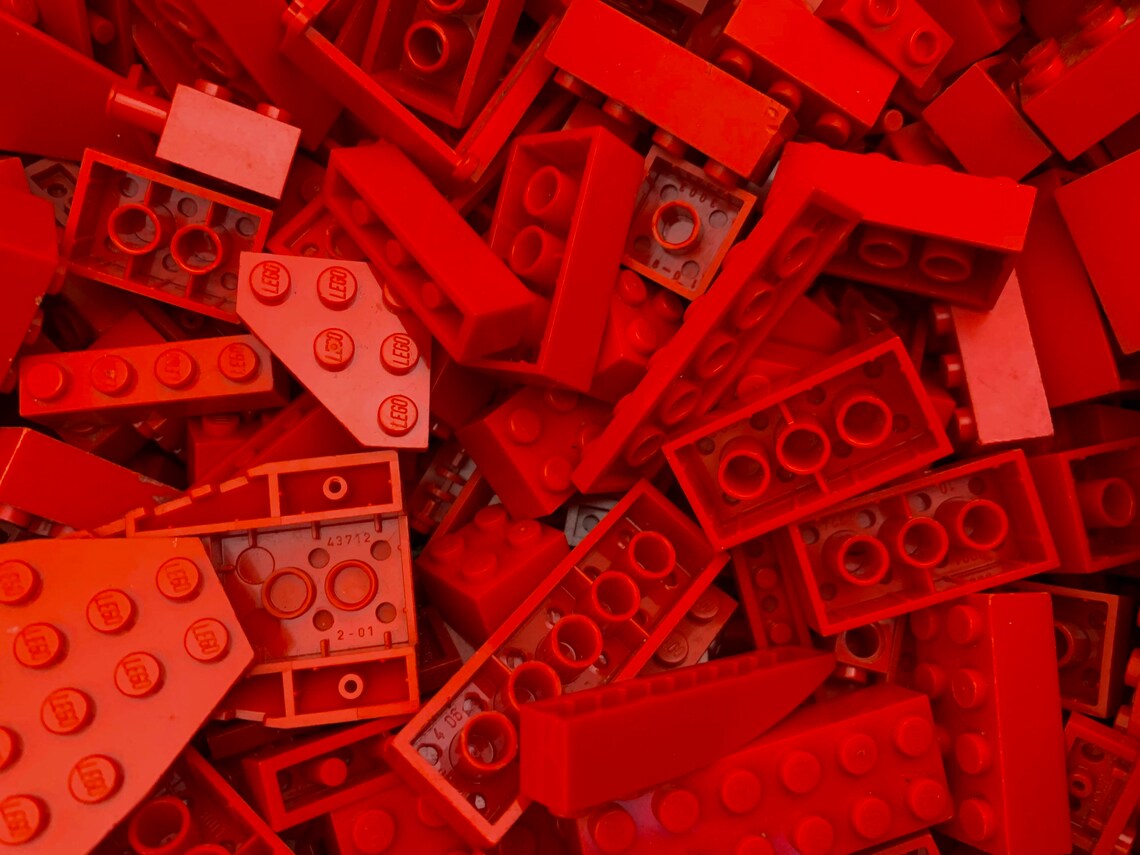 2 Pounds Red Legos Lego Pieces With Tiles Bricks Plates & - Etsy