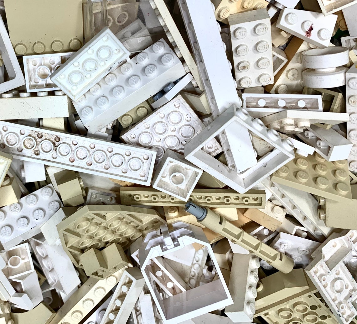 2 Pounds White & Beige Legos Lego Pieces With Tiles Bricks - Etsy