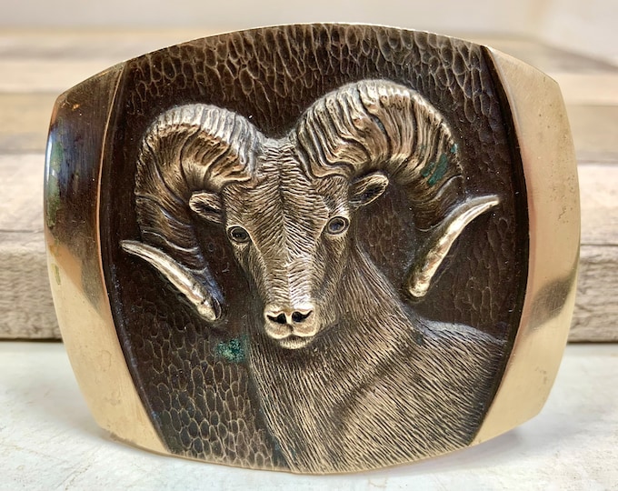 Solid Bronze Belt Buckle, Vintage 1978 Rams Head by Steven L. Knight in ...
