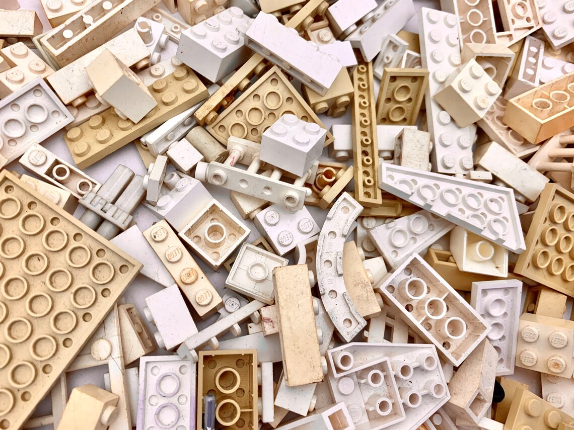 2 Pounds White & Beige Legos Lego Pieces With Tiles Bricks - Etsy