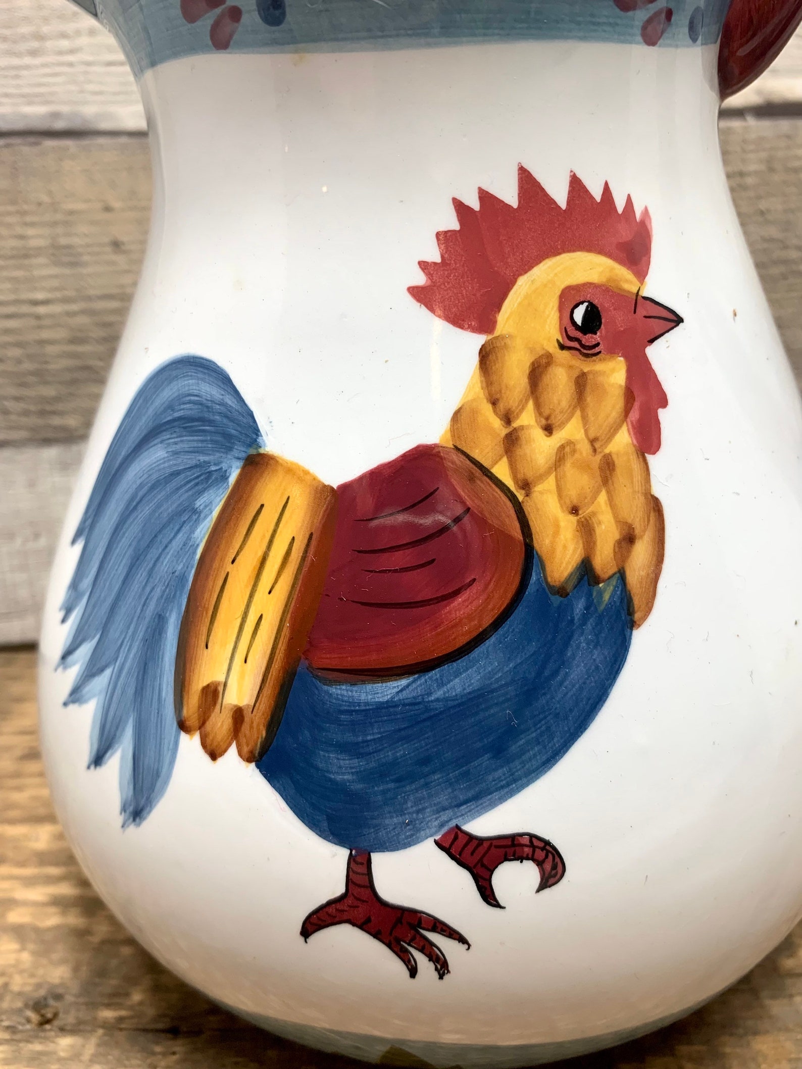 Rooster Pottery Pitcher Vintage Milton & Lewis Hand Painted - Etsy