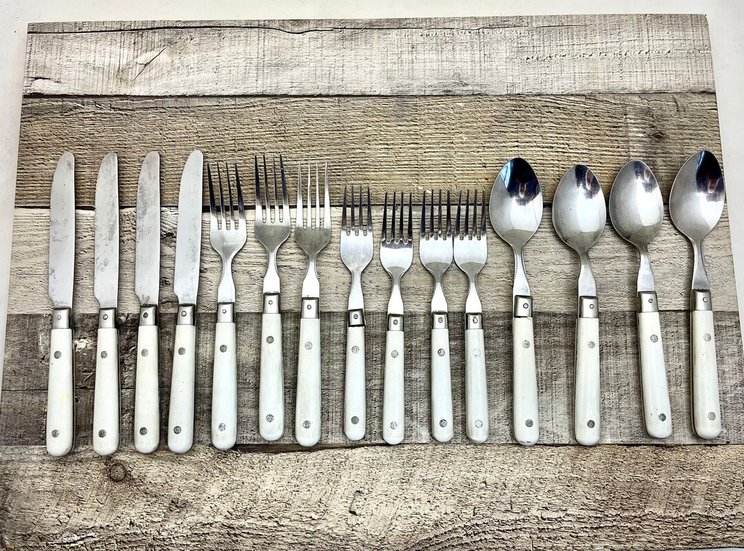 Farberware White Stainless Flatware, Set of 15 Discontinued Pieces ...