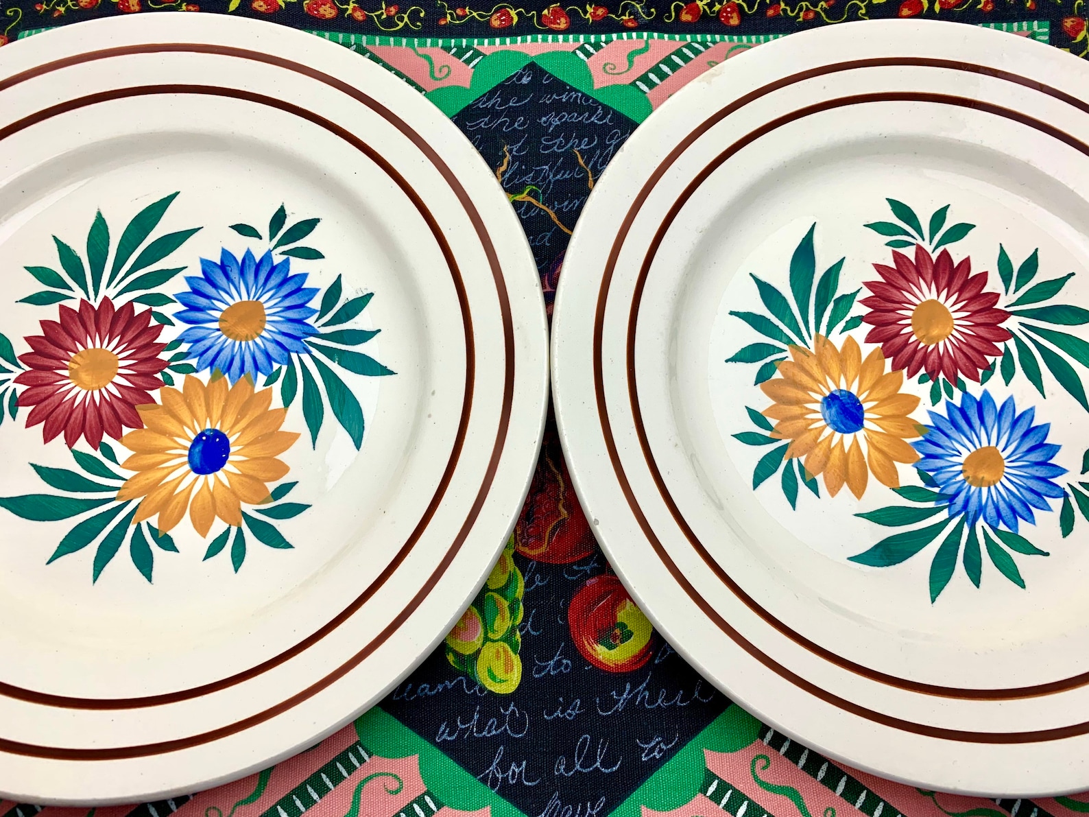Antique French Plates Set of 2 Hand Painted Francais H.B.C. | Etsy