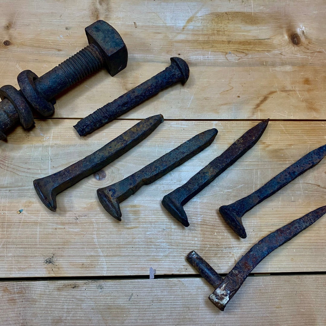Antique Railroad Bolts & Spikes, Vintage Blacksmith Hardware for ...