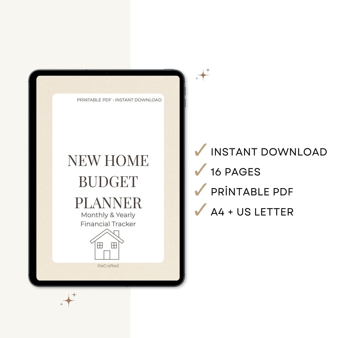 New Home Budget Planner Printable, Monthly Finance Tracker, House ...