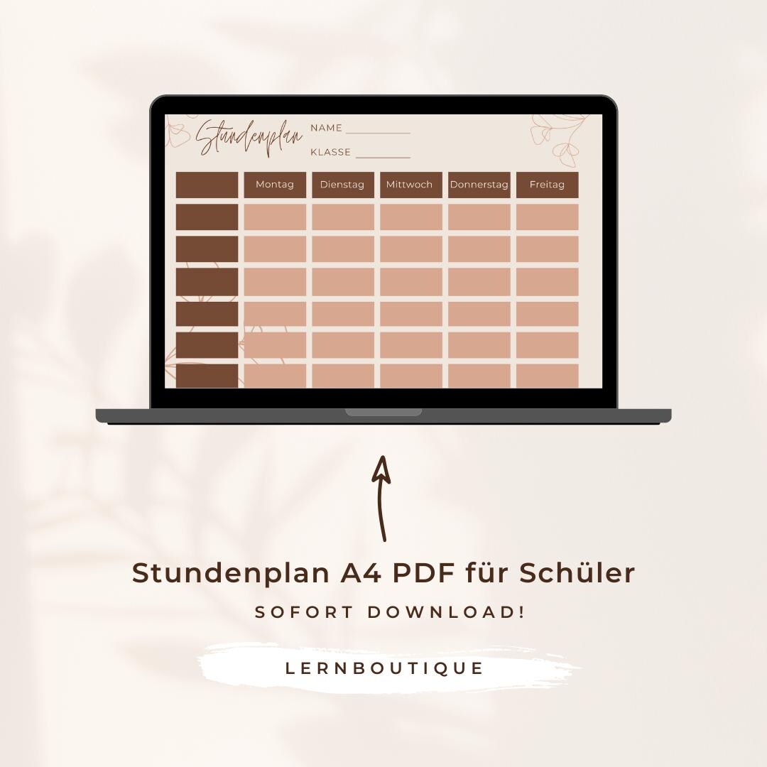 Minimalist Timetable A4 PDF for Students/ Instant Download/ Printable ...